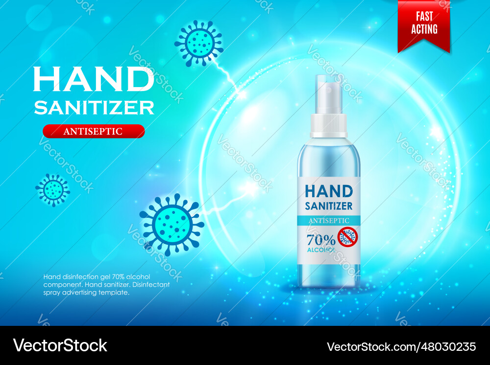 Realistic hand sanitizer spray bottle antiseptic Vector Image