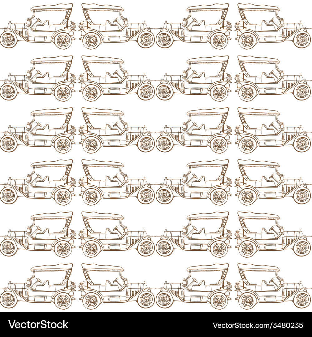 Seamless pattern of old vintage car Royalty Free Vector