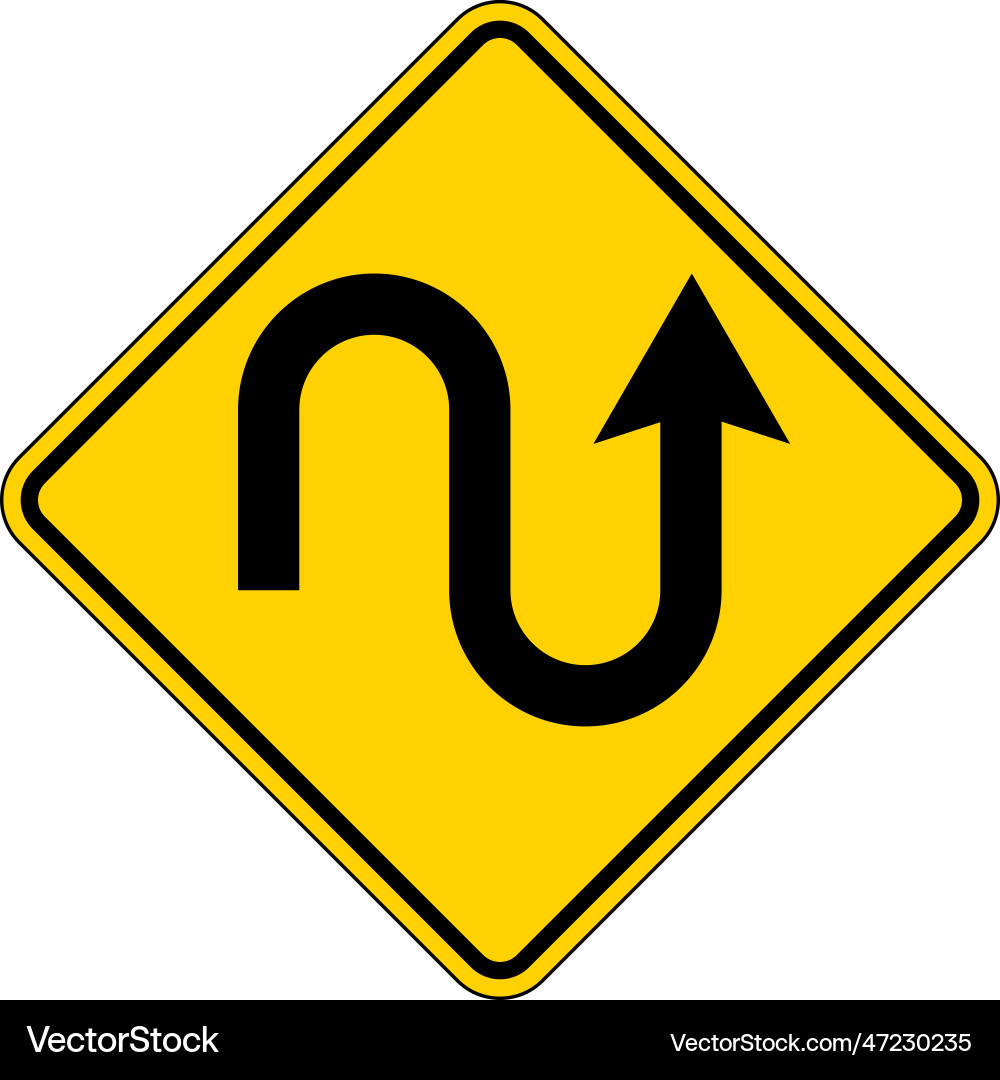 Warning sign double curve symbol on white Vector Image