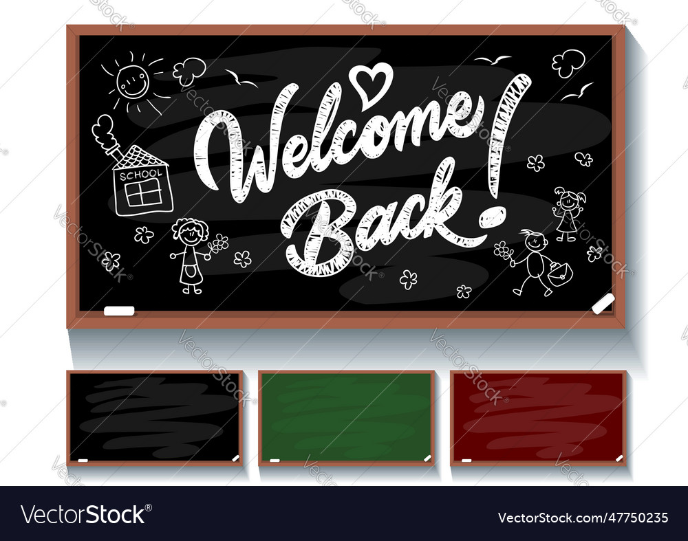 Welcome back chalk inscription on chalkboard Vector Image