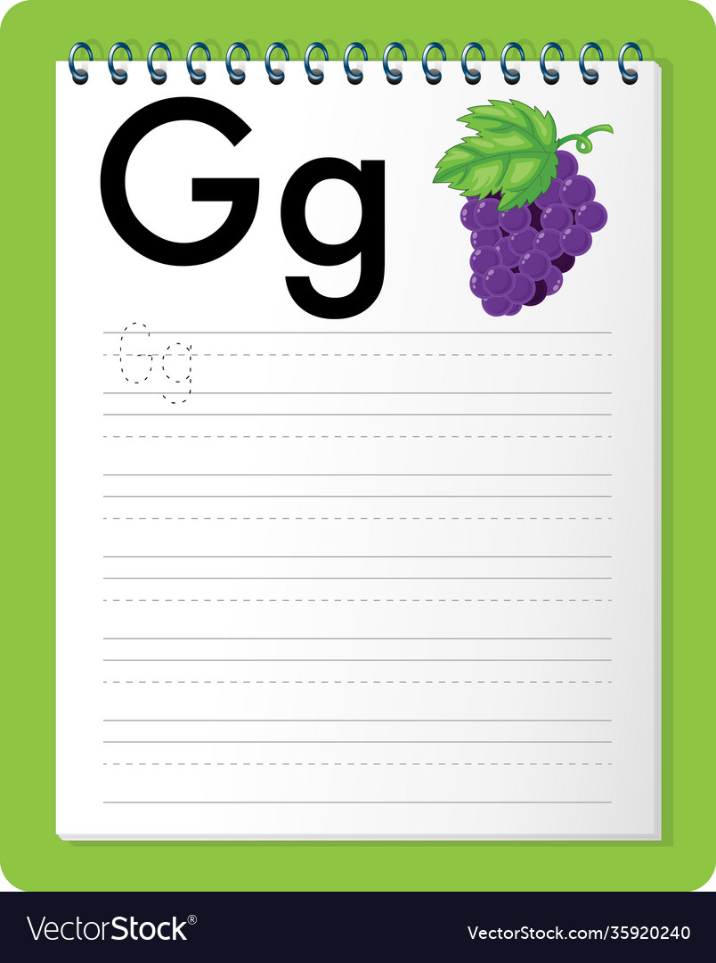 Alphabet tracing worksheet with letter g Vector Image