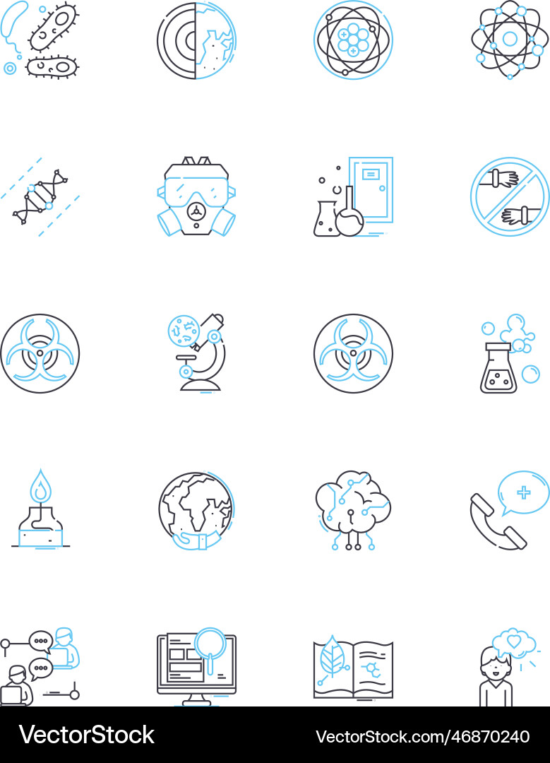 Chemical analysis linear icons set spectroscopy Vector Image