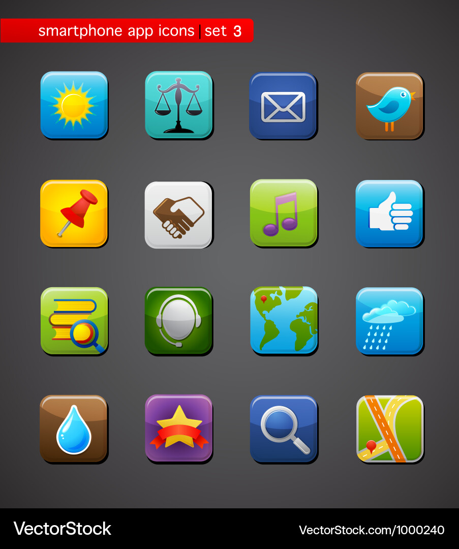 Collection of apps icons Royalty Free Vector Image