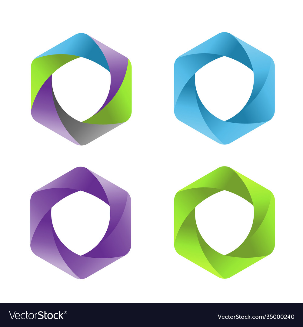 Colorful hexagon shield logo Royalty Free Vector Image