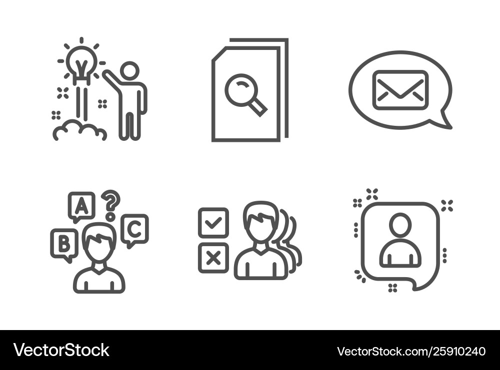 Creative idea quiz test and messenger icons set Vector Image