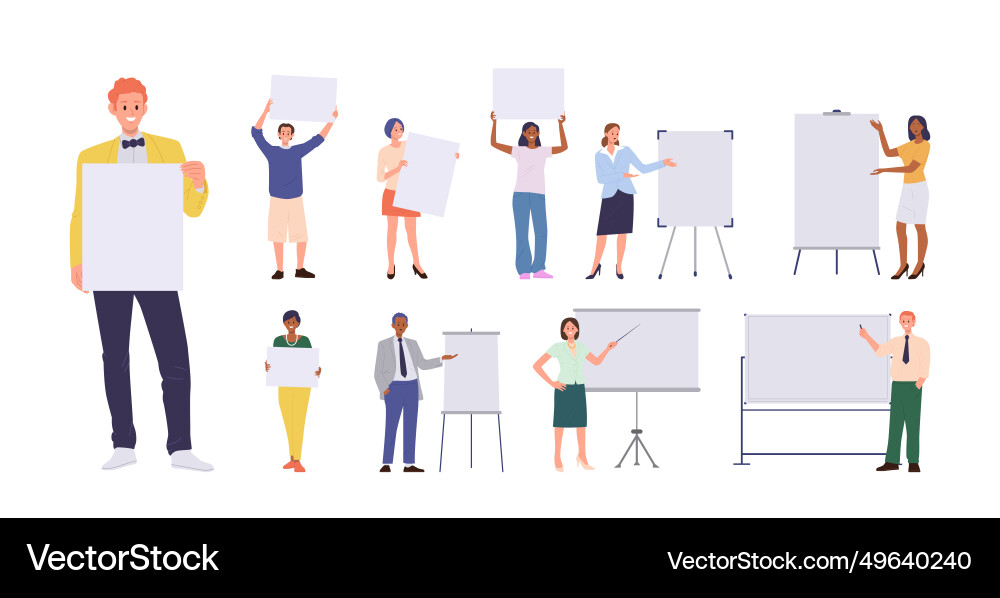 Diverse people cartoon character presenter set Vector Image