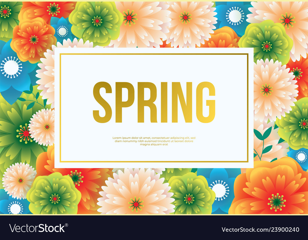 Floral spring graphic design with colorful flowers