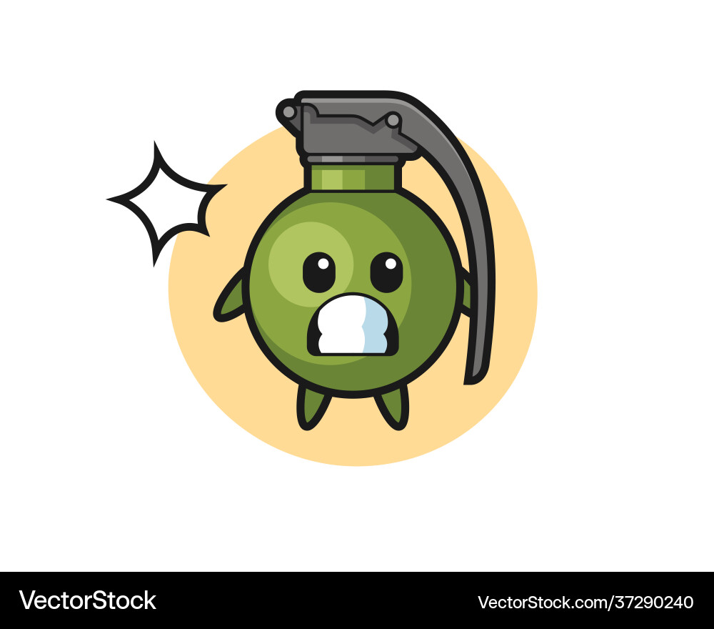 Grenade character cartoon with shocked gesture Vector Image