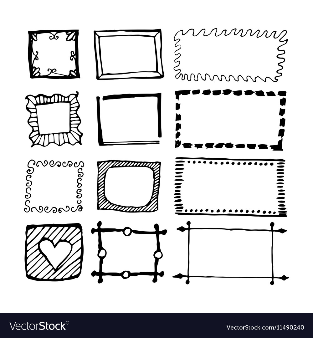 Hand drawn rectangle frames set Royalty Free Vector Image Hand drawn rectangle frames set Royalty Free Vector Image