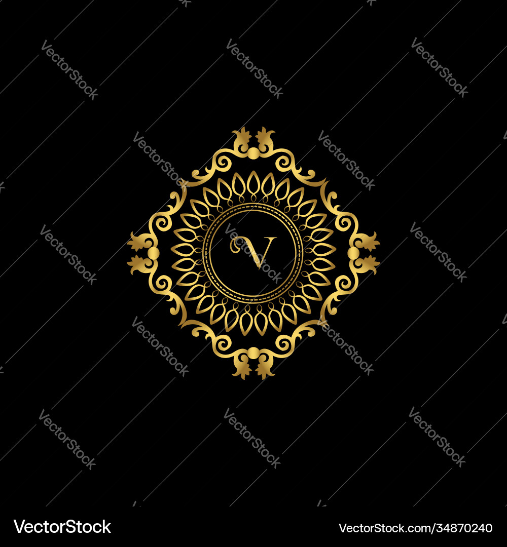 Letter v luxury ornament logo monogram crest Vector Image