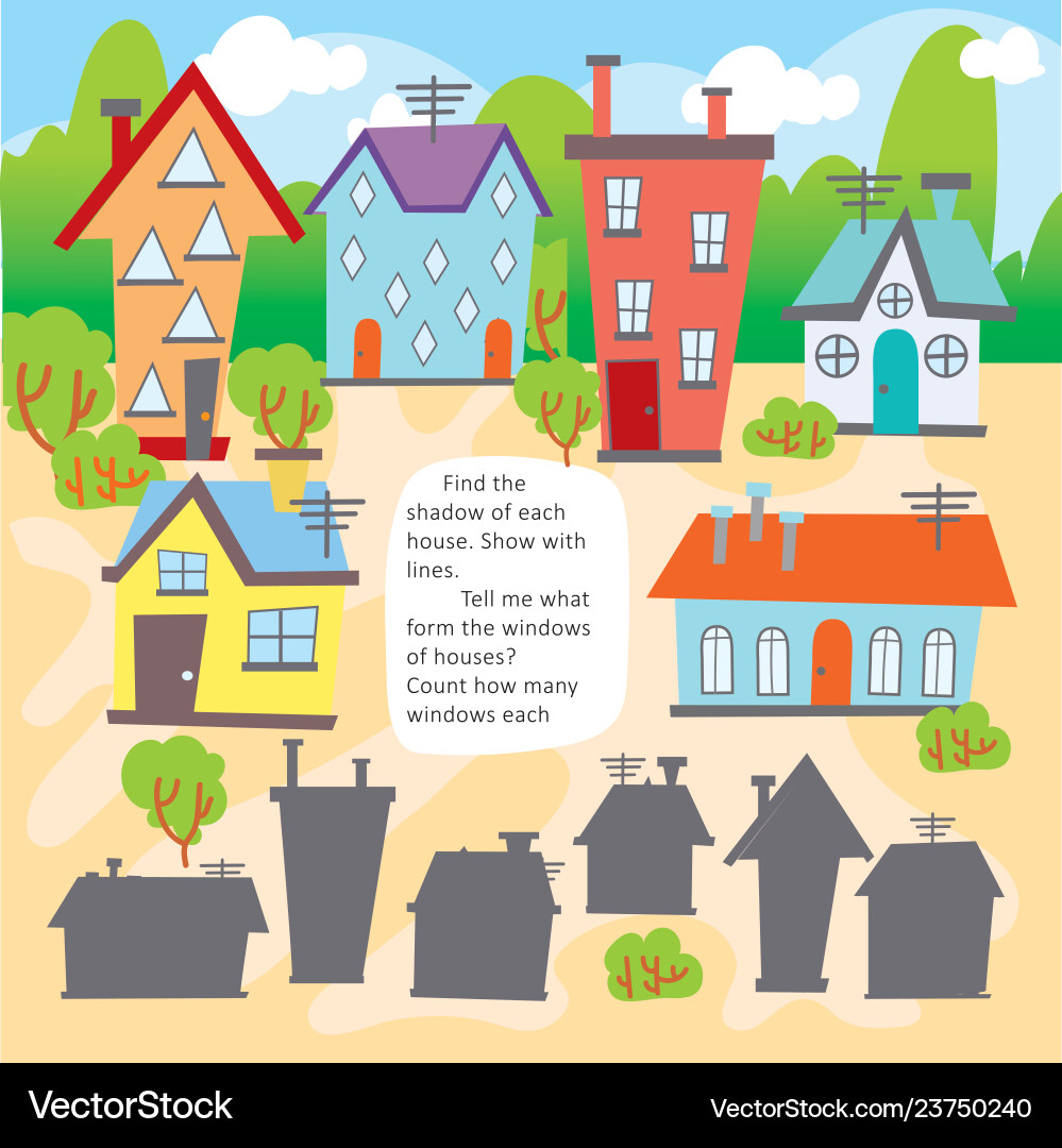 Logic kid find house form game printable worksheet