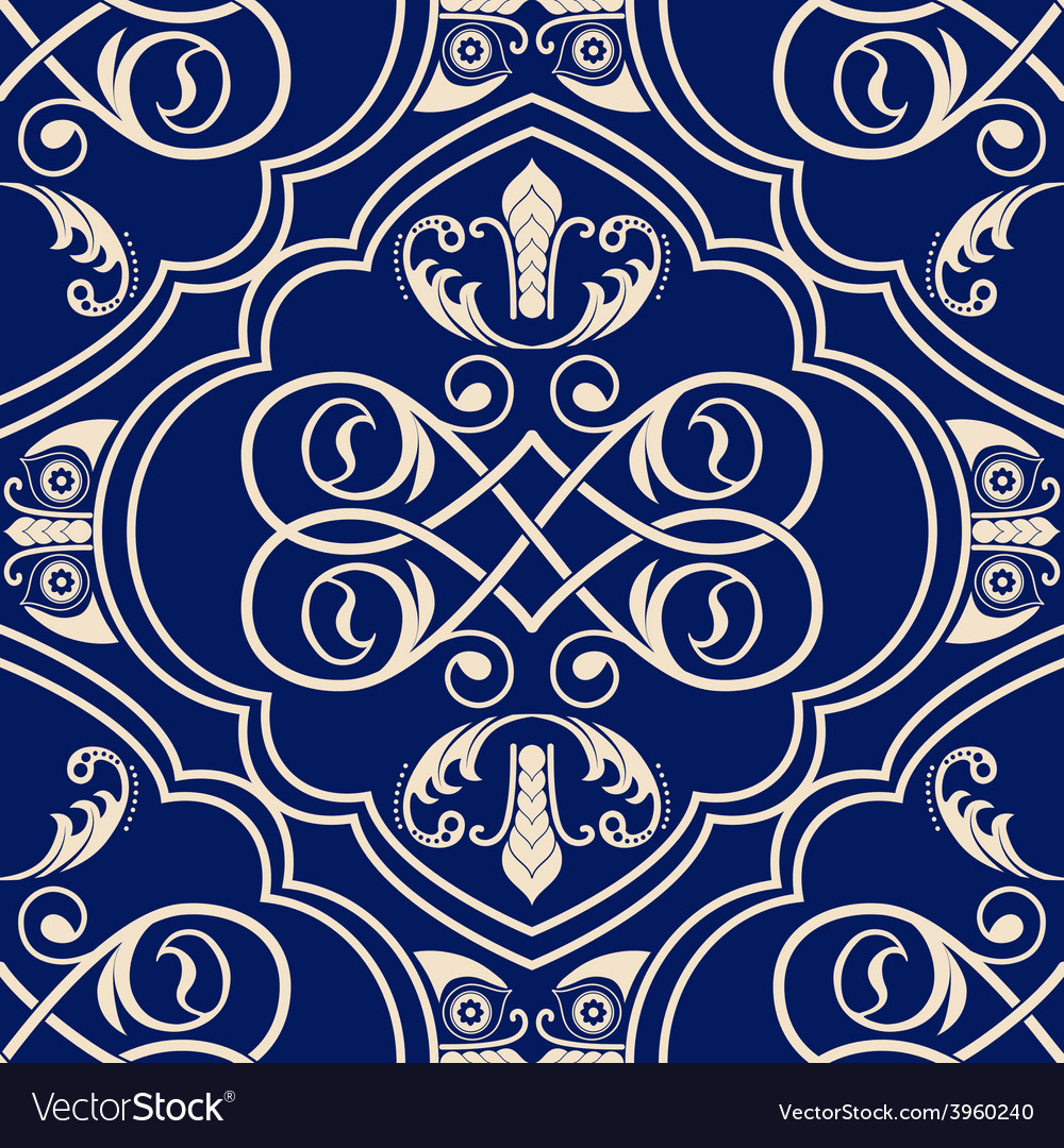 Ornamental seamless pattern blue ethnic Royalty Free Vector