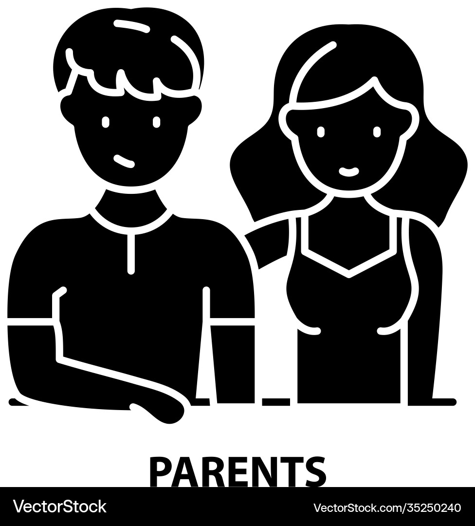 Parents icon black sign with editable Royalty Free Vector