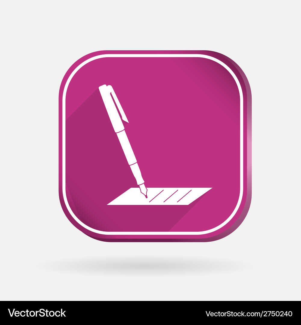 Pen writing on a sheet color square icon Vector Image
