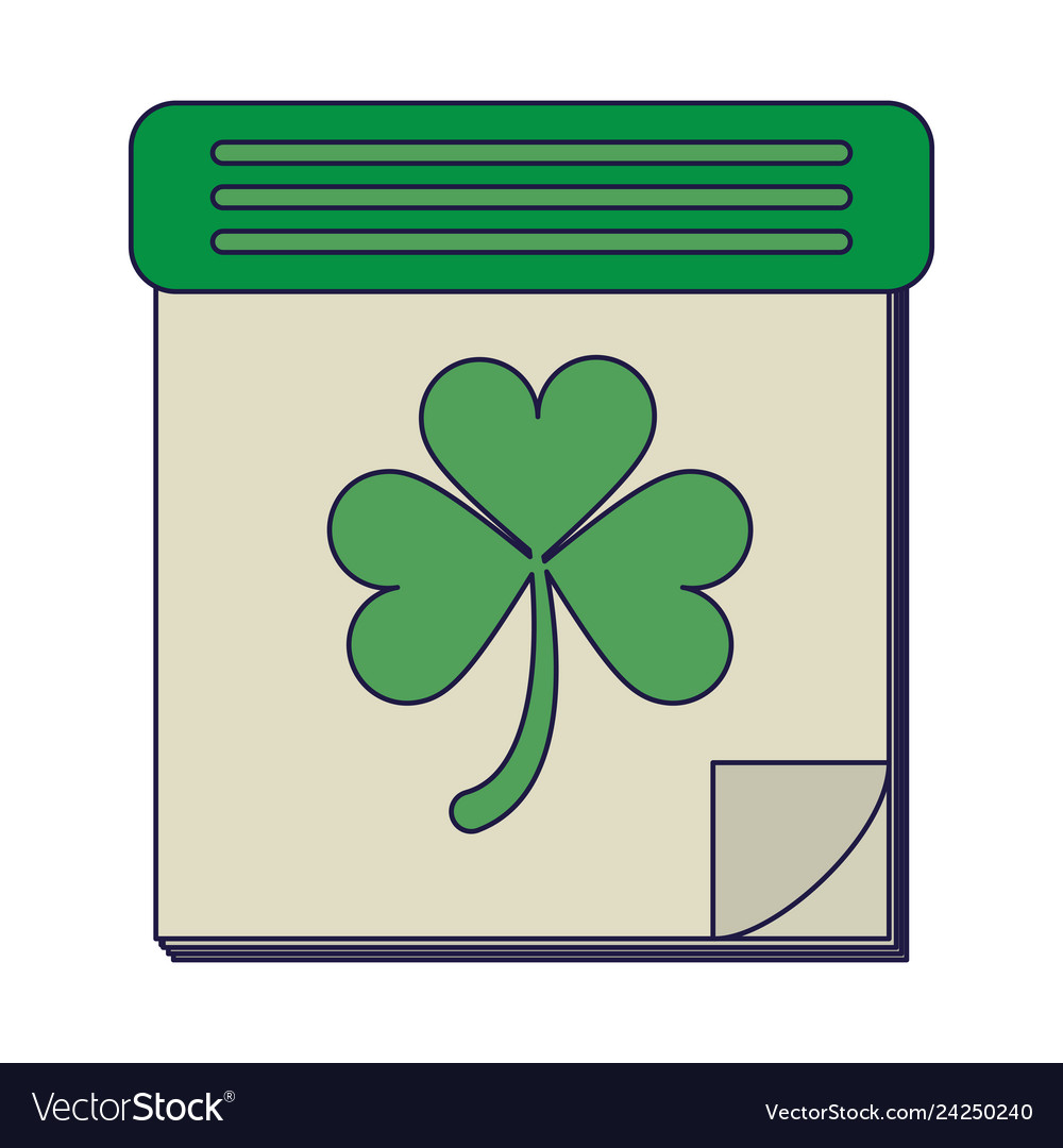 St patricks calendar with clover symbol blue lines