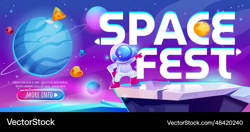 Web banner with space fest and astronaut Vector Image