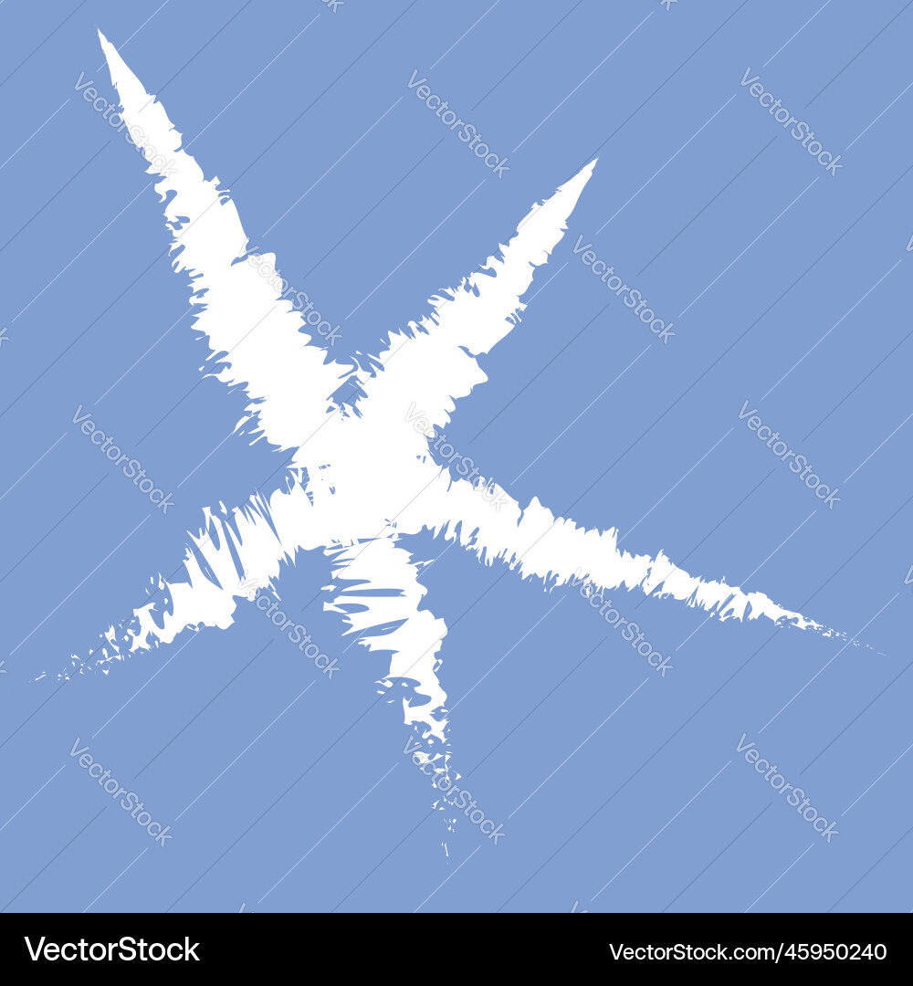 White artistic five pointed star in brush strokes Vector Image