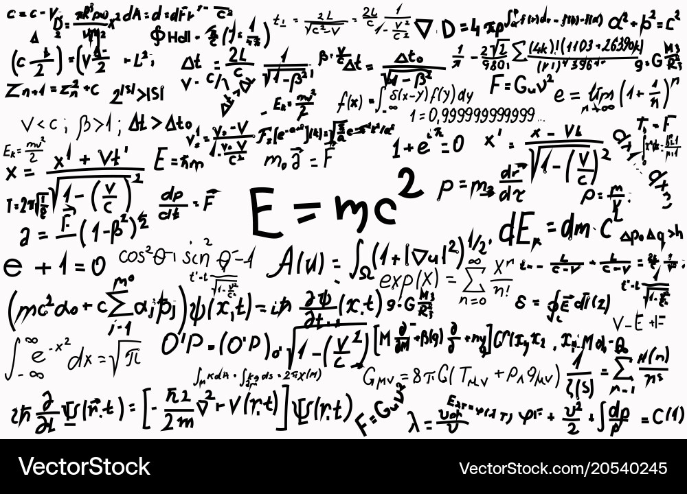 Blackboard inscribed with scientific formulas Vector Image