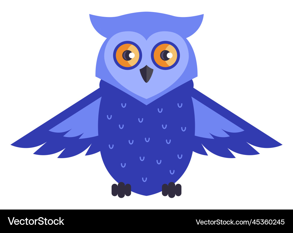 Blue owl flies and hunts Royalty Free Vector Image