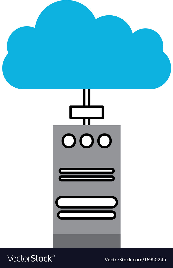 Computer tower with cloud computing Royalty Free Vector