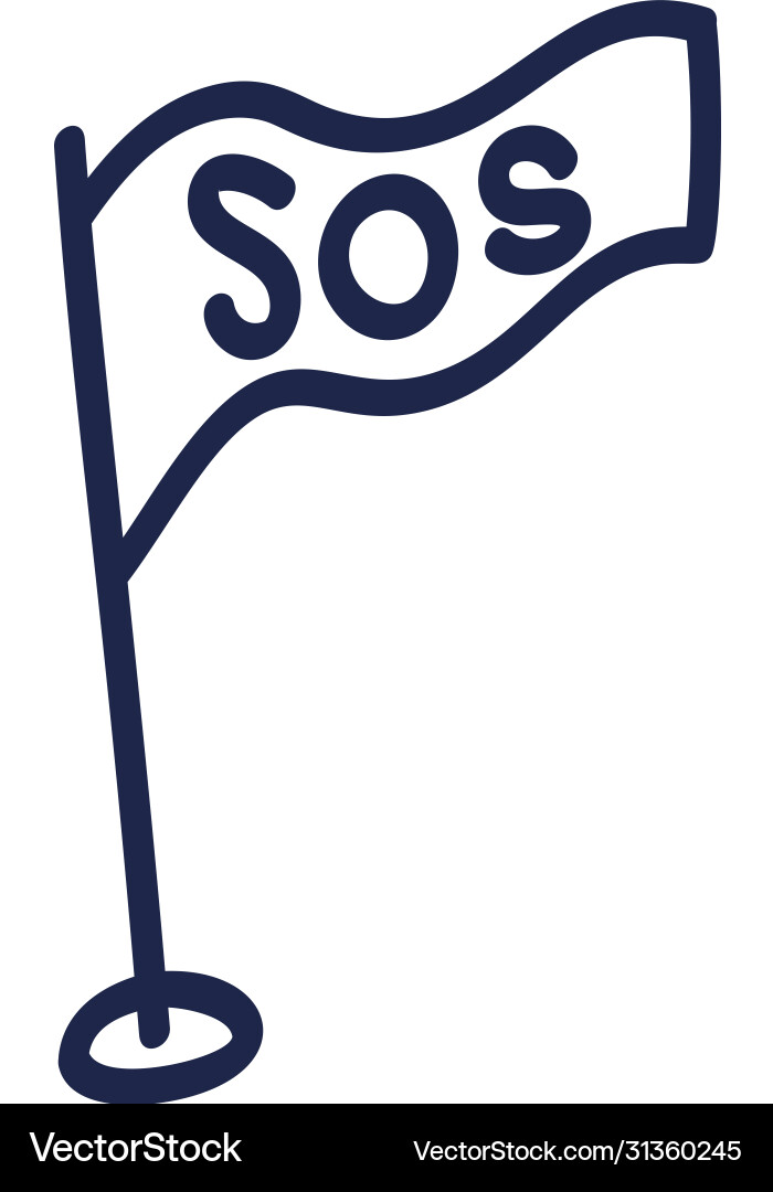 Doodle flag with inscription sos help and Vector Image