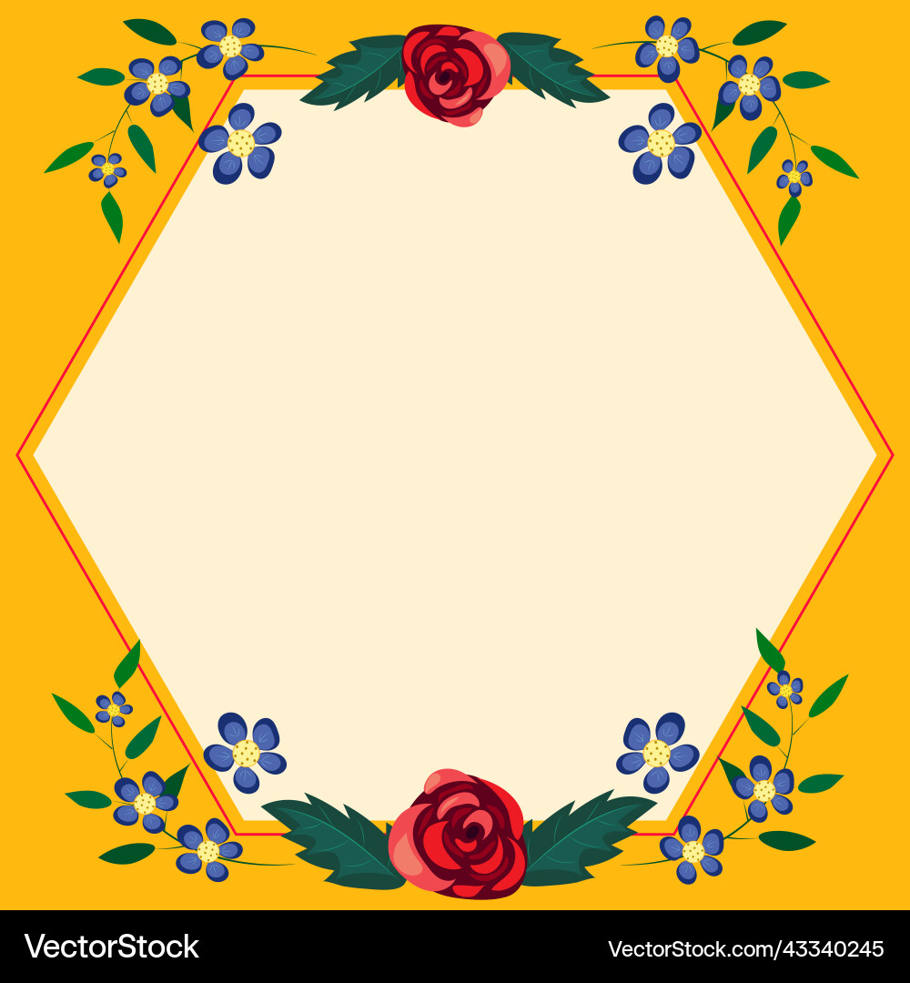 Frame with leaves and flowers around Royalty Free Vector