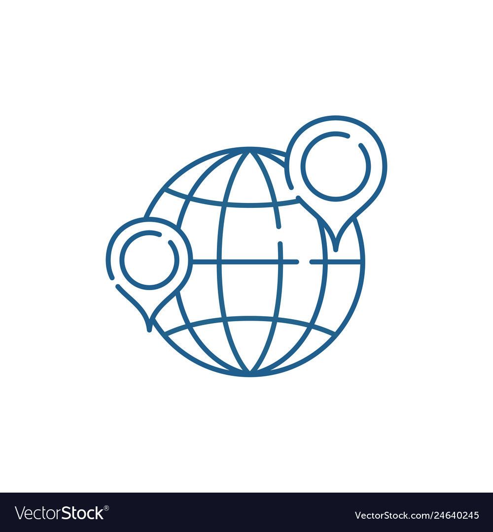Globe with pointers line icon concept Royalty Free Vector