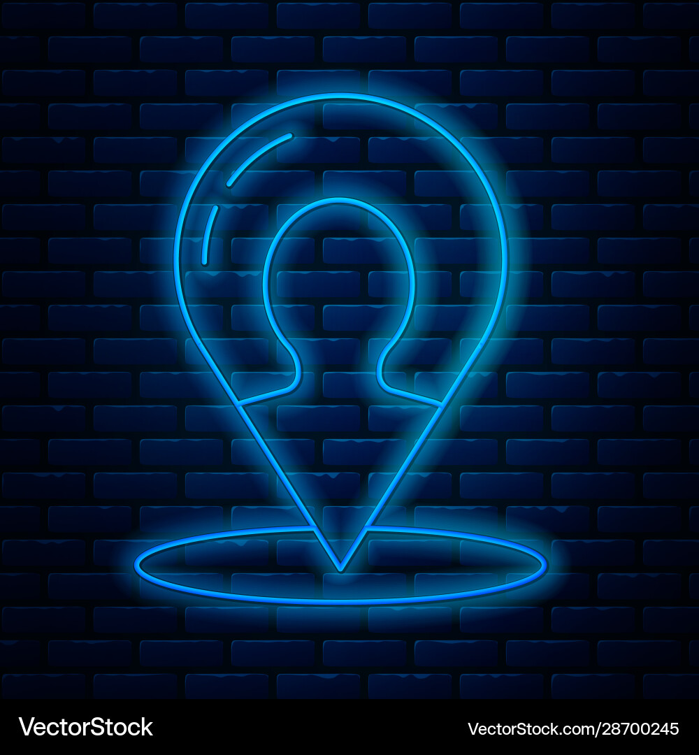 Glowing neon line map marker with a silhouette Vector Image