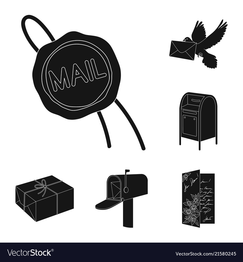 Mail and postman black icons in set collection Vector Image