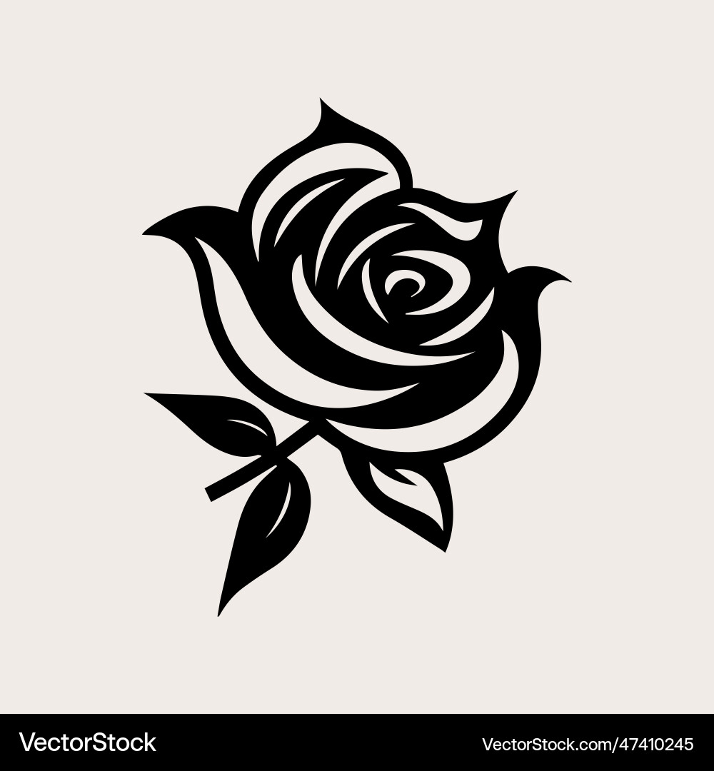 Rose one color logo emblem or icon Royalty Free Vector Image