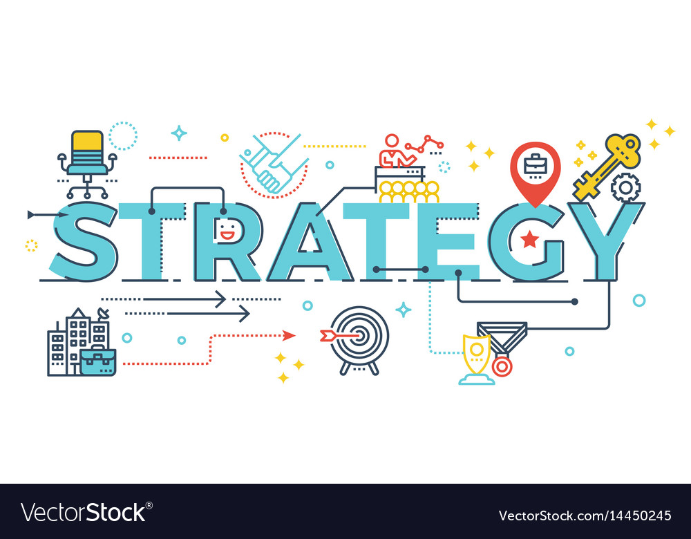 Strategy word lettering Royalty Free Vector Image