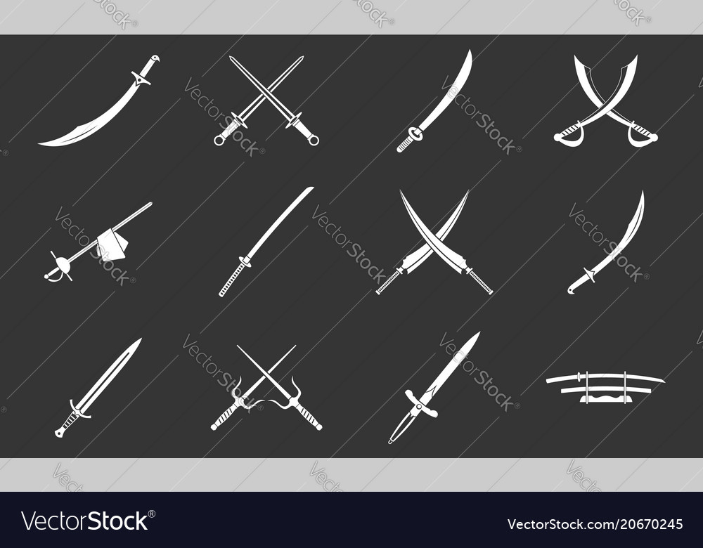 Sword icon set grey Royalty Free Vector Image - VectorStock