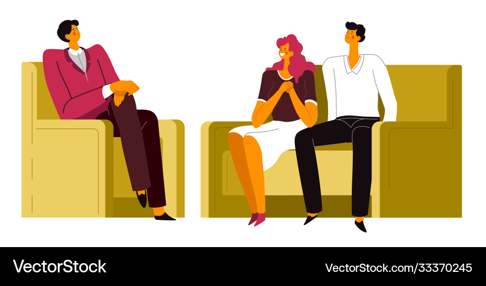 Therapy at psychologist couple dealing Royalty Free Vector