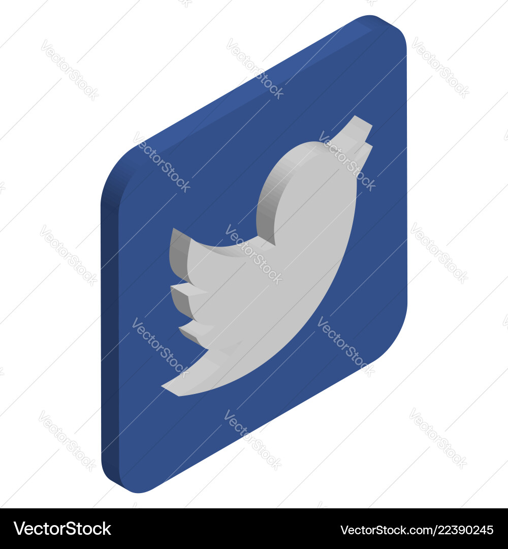 Twitter logo isometric icon Royalty Free Vector Image