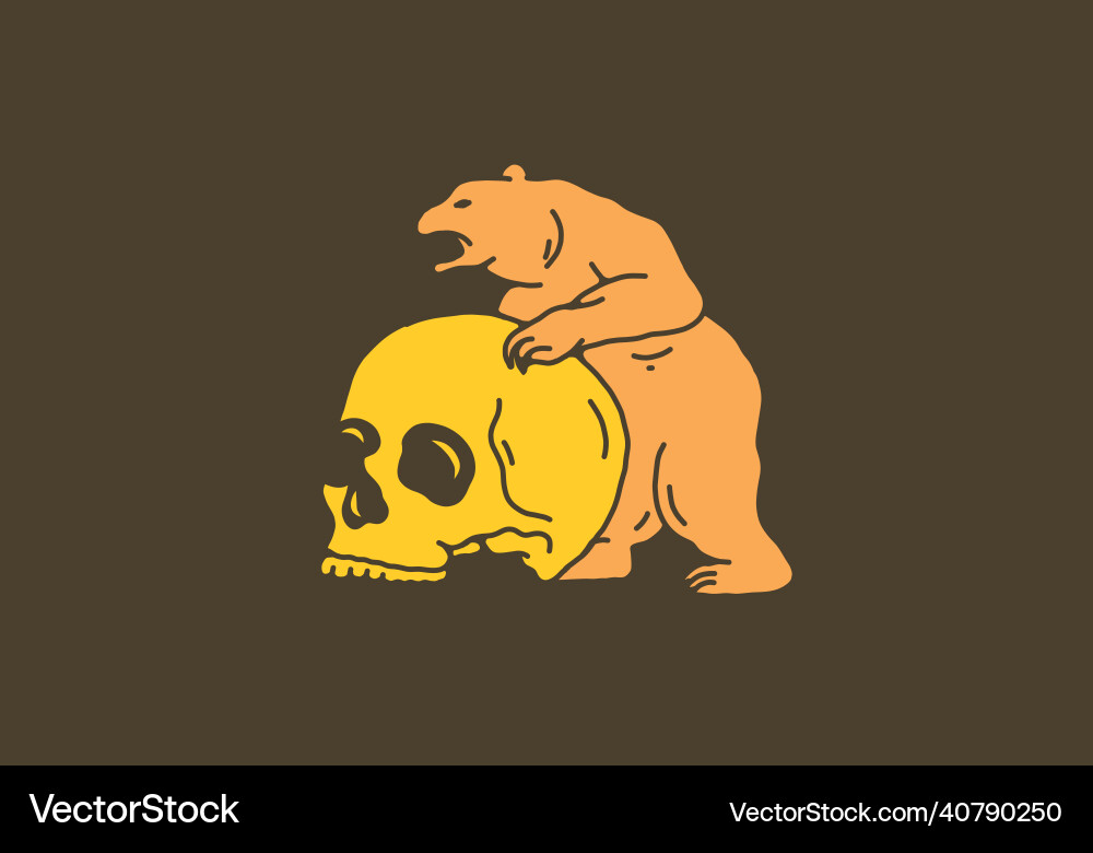 Bear and skull vintage Royalty Free Vector Image