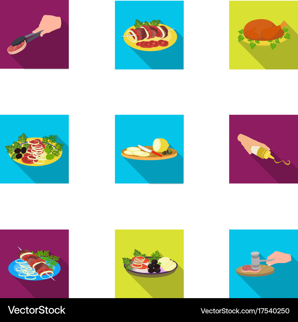Fried chicken cooking chop slicing vegetables Vector Image