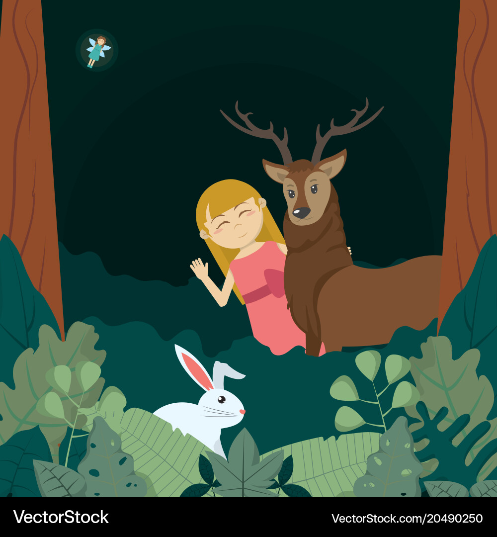 Girl in the forest Royalty Free Vector Image - VectorStock