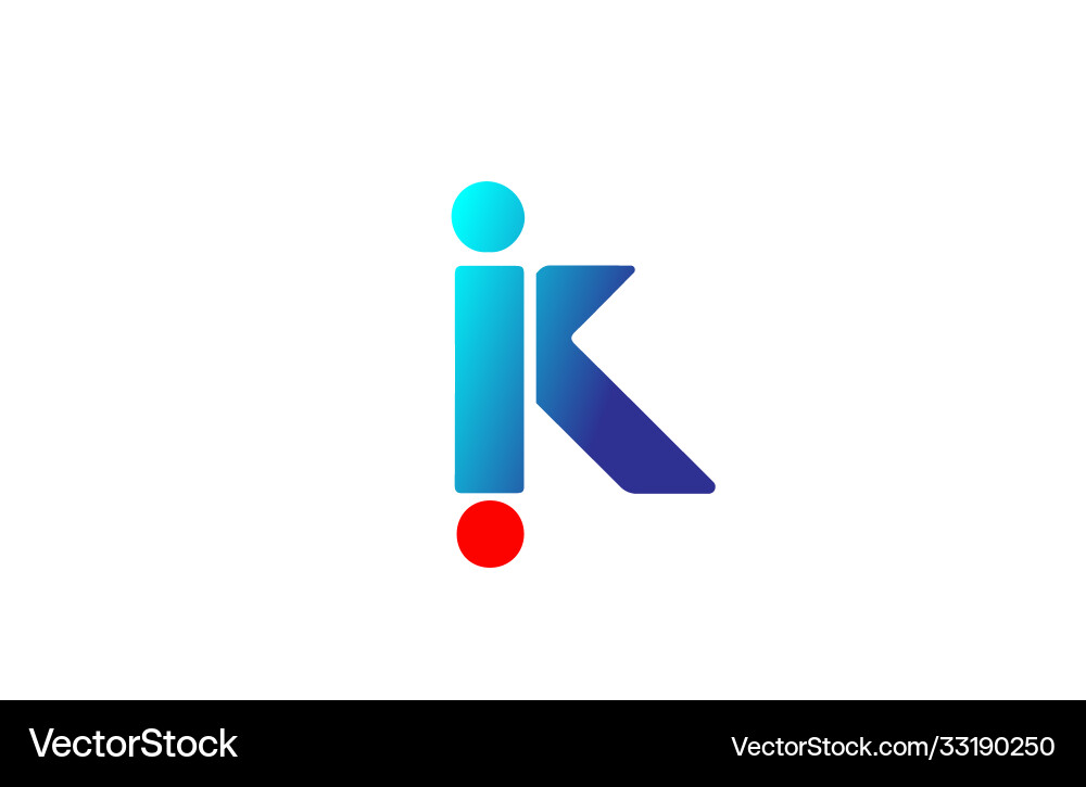 K blue red alphabet letter logo icon gradient Vector Image