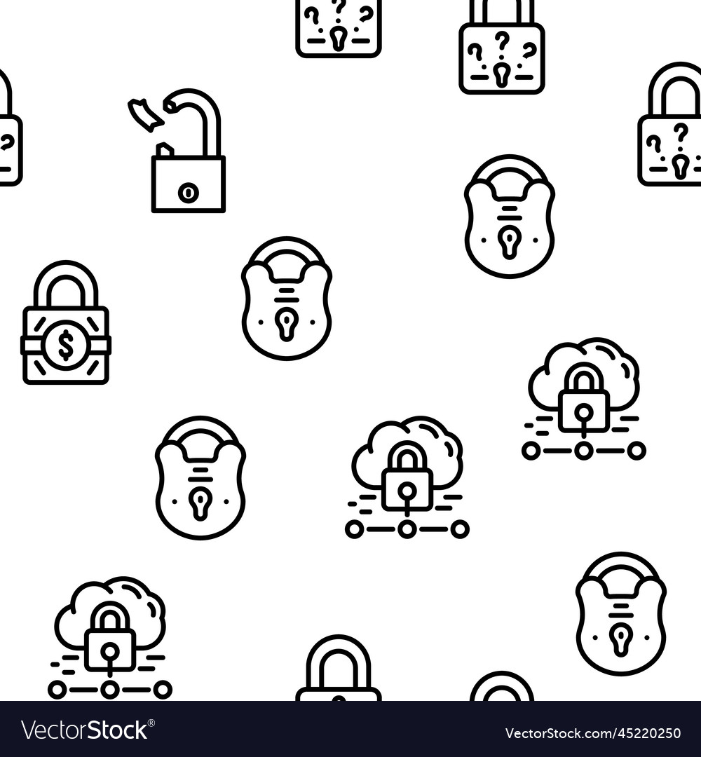 Padlock Lock Safe Password Seamless Pattern Vector Image