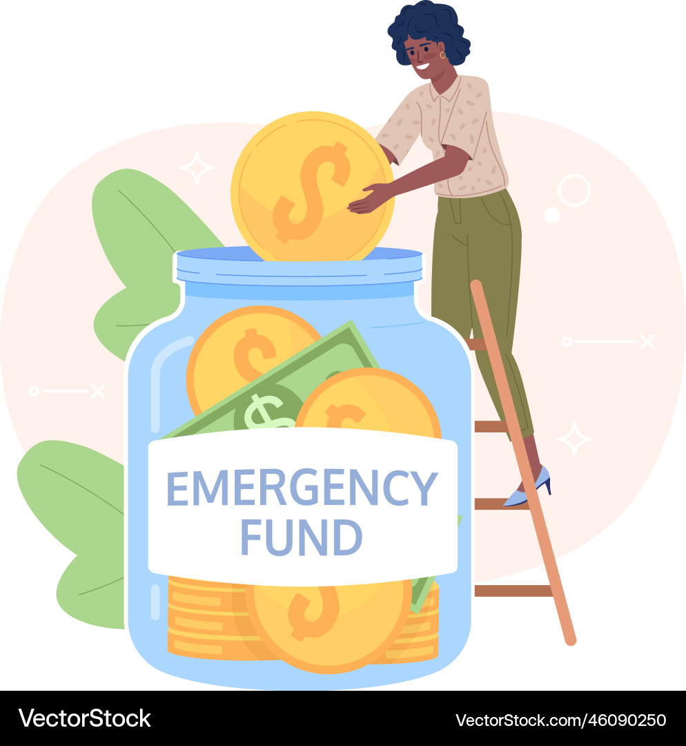 Saving money for emergency fund flat concept spot Vector Image