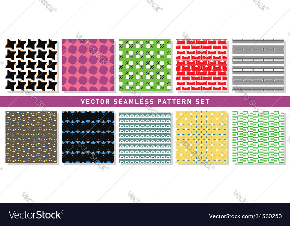 Seamless pattern texture background set Royalty Free Vector