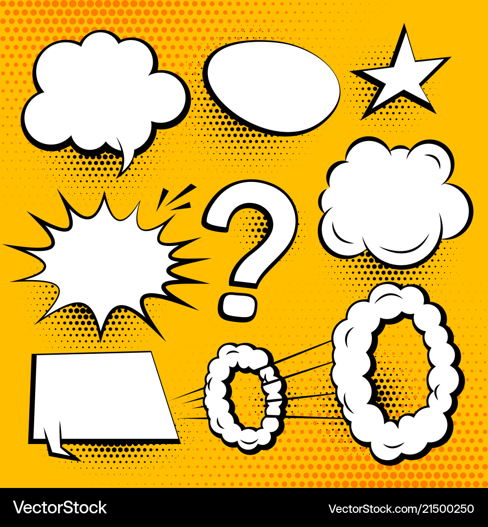 Set of comic chat bubbles and expressions Vector Image