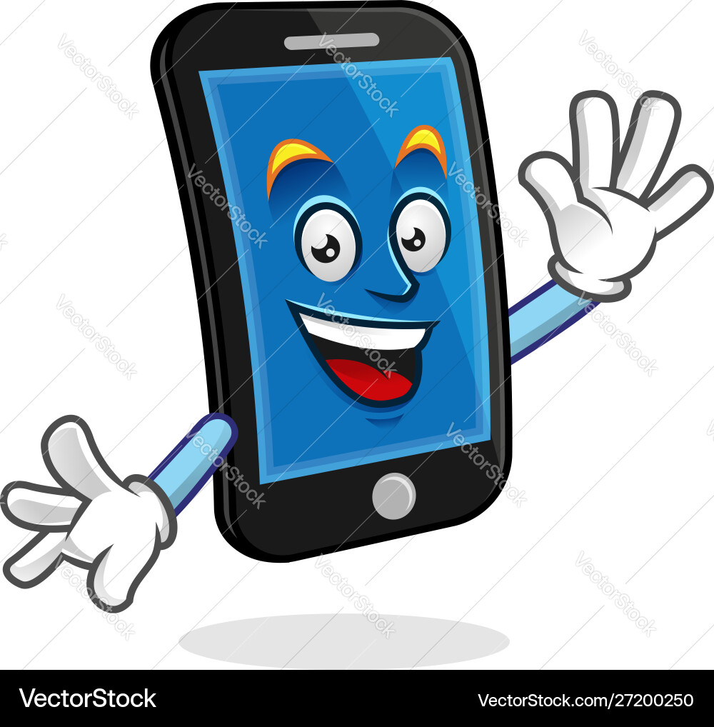 Smart phone character design or phone Royalty Free Vector