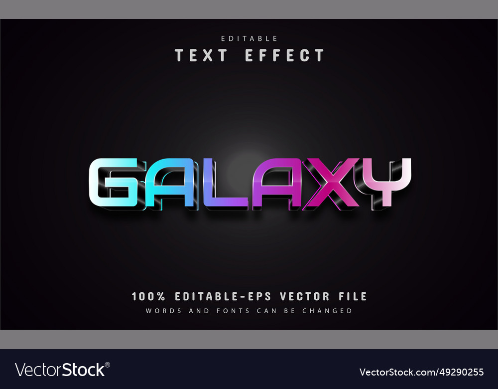 3d galaxy text effect Royalty Free Vector Image