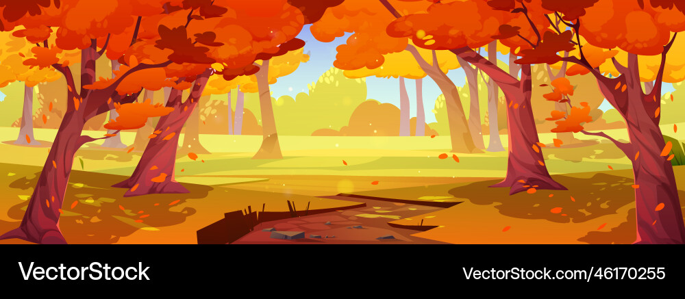 Autumn forest nature landscape fall orange park Vector Image