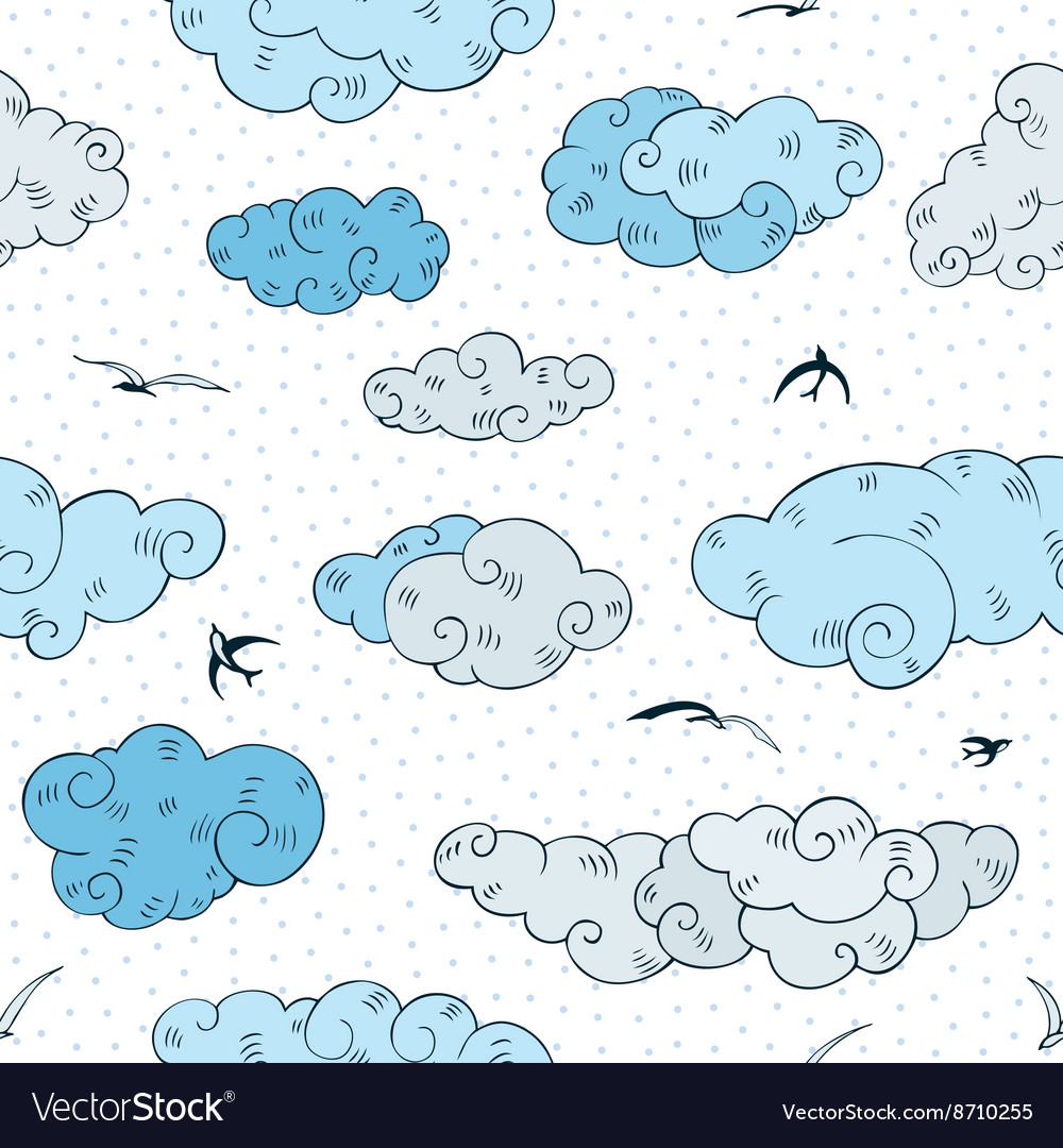 Blue clouds seamless pattern Royalty Free Vector Image