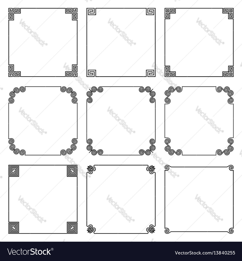 Collection simple square frame with elements Vector Image