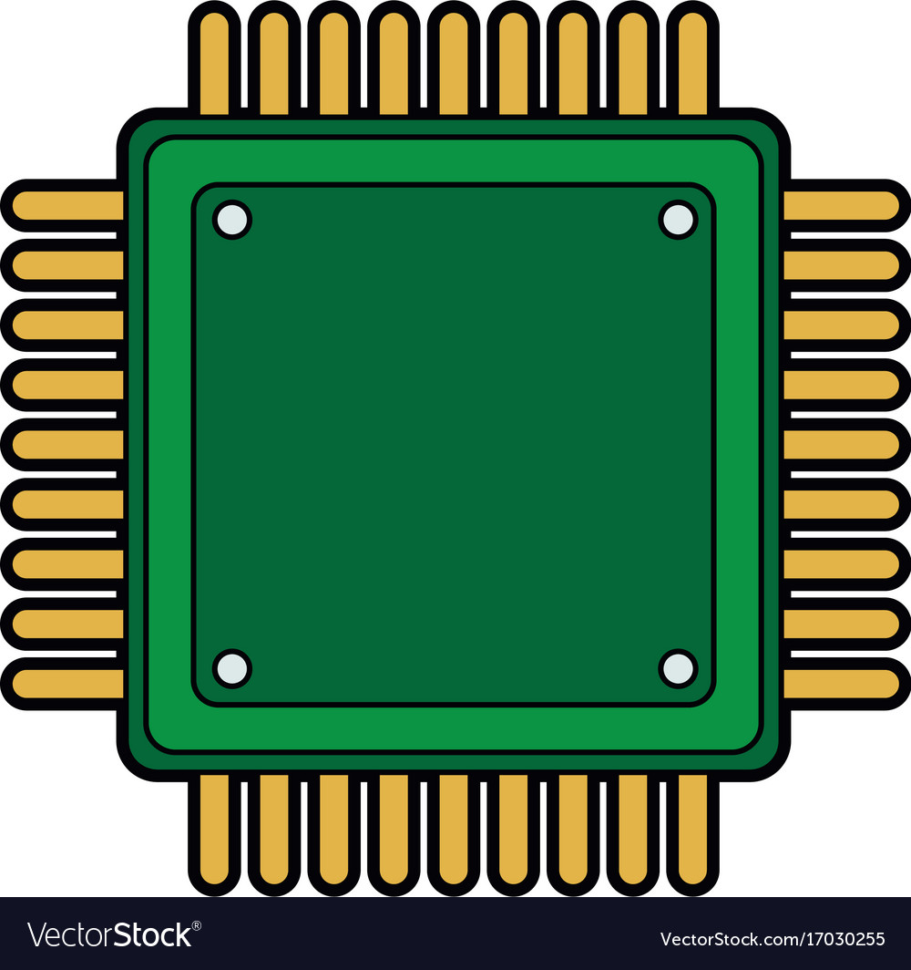 Computer microchip circuit hardware element icon Vector Image