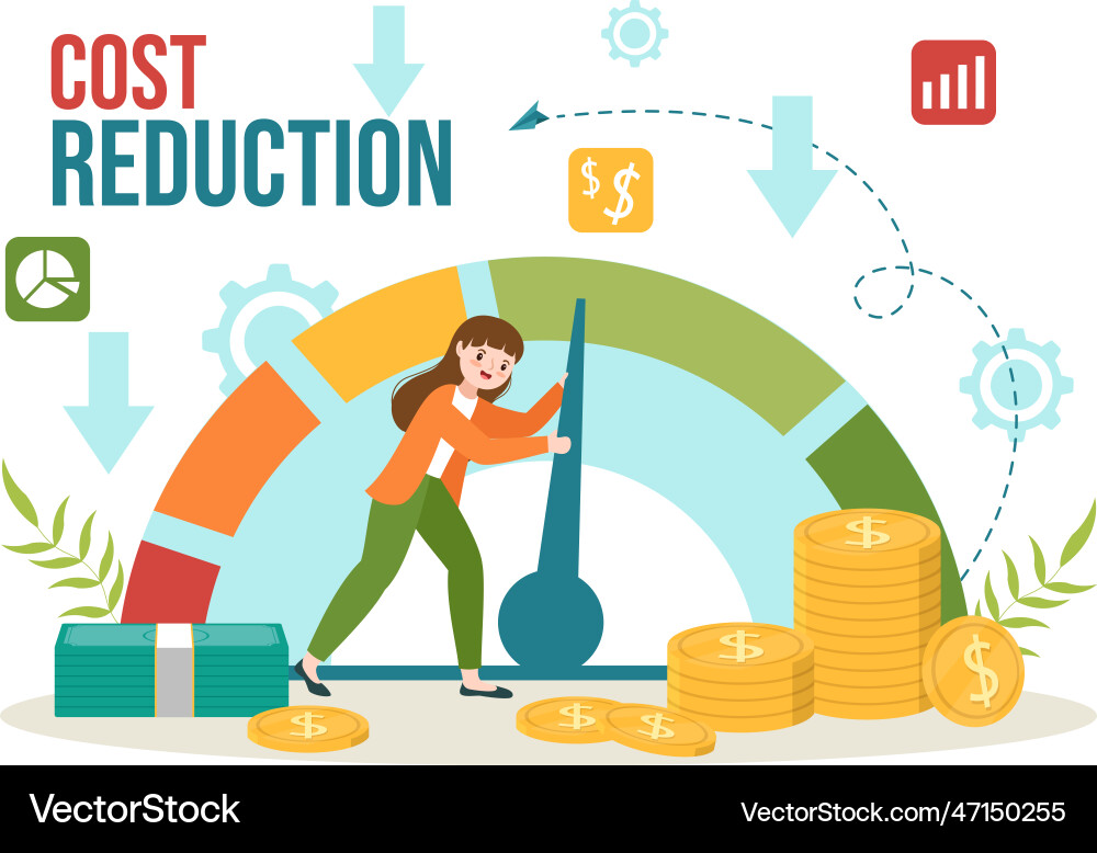 Cost reduction with decrease price minimising Vector Image