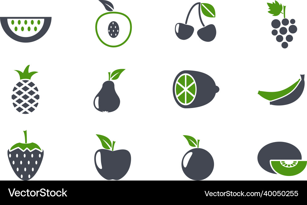 Fruits simple icons Royalty Free Vector Image - VectorStock